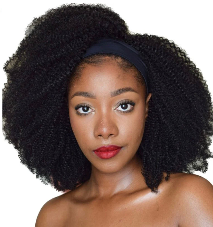 KINKY CURLY HEADBAND WIGS in all textures 4c, 4a/4b, 3C, exotic curly ...